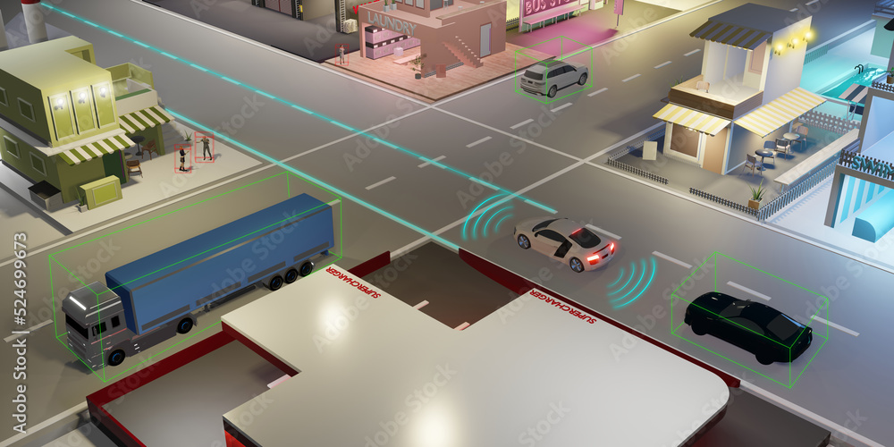 Auto Pilot autonomous car self-driving vehicle car driverless object ...