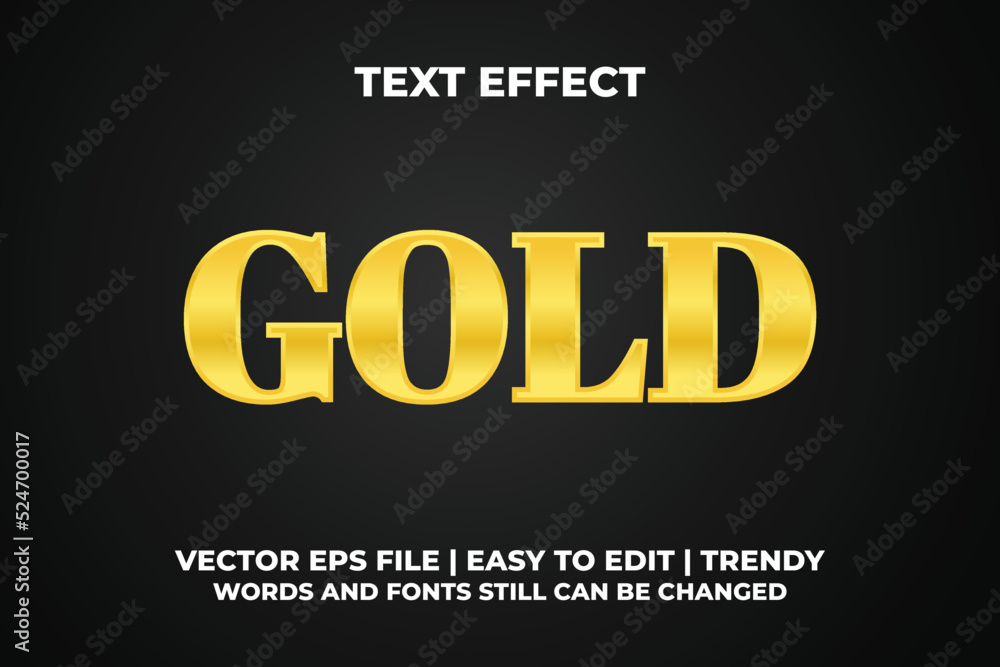 Simple gold text effect template design Stock Vector | Adobe Stock