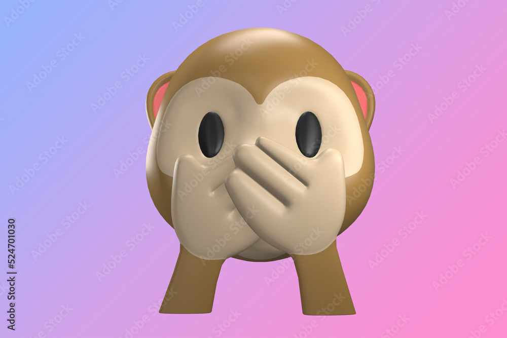 Emoji. Monkey. Emoticons. 3D rendering of emoji isolated on a gradient ...