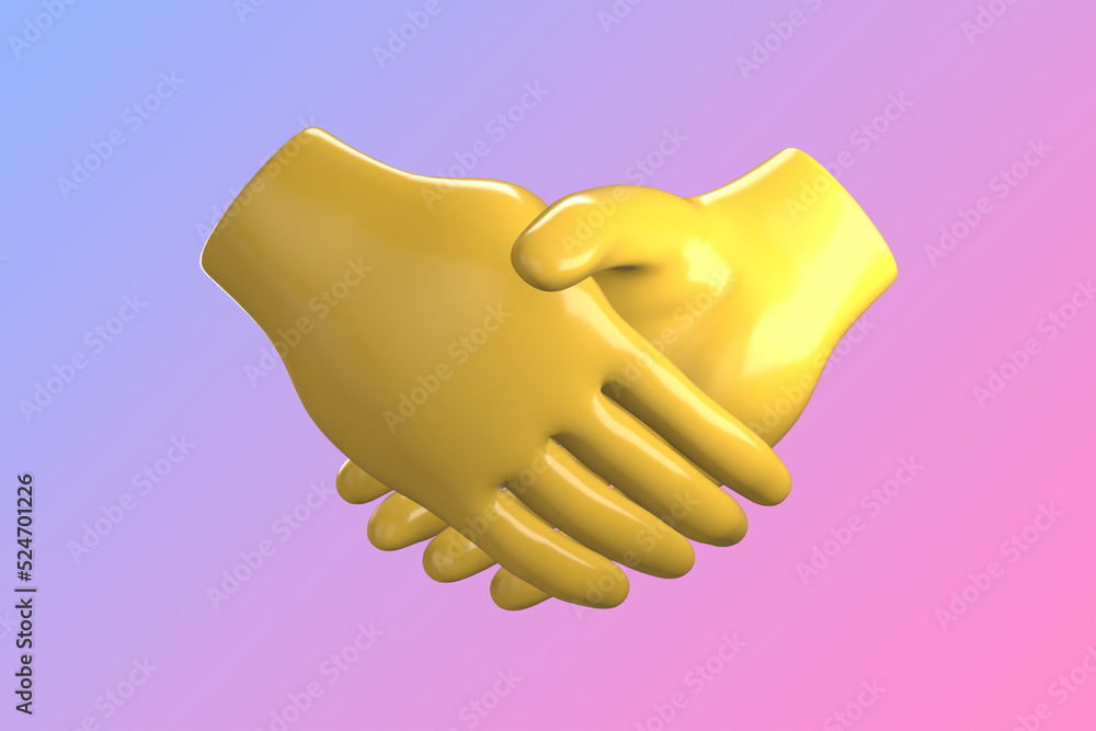 Emoji. Handshake. Emoticons. 3D rendering of emoji isolated on a ...