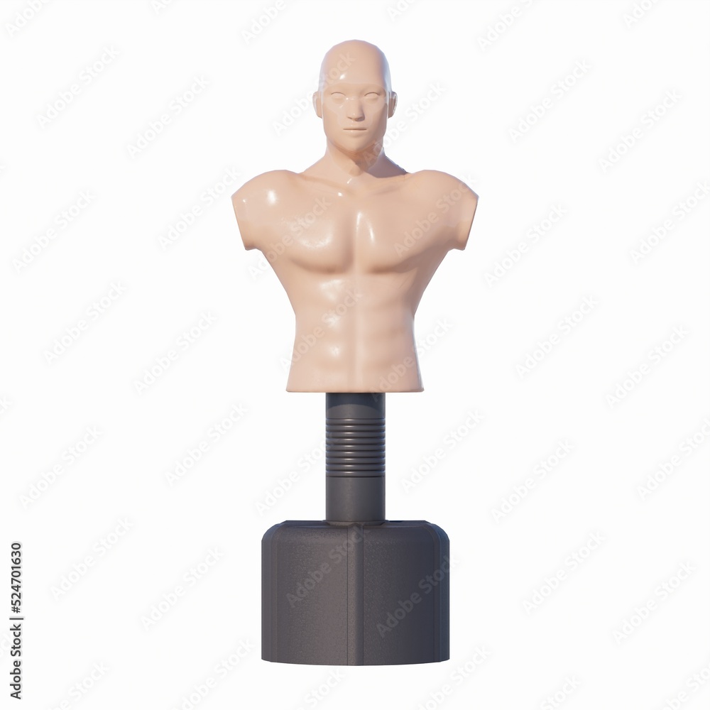 BOXING DUMMY FIGHTER MANNEQUIN TRAINING PRACTICE PUNCH ISOLATED ON ...