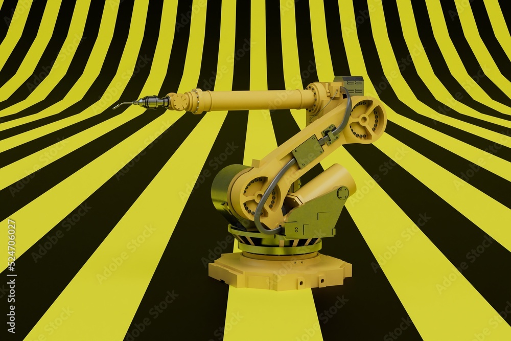 machine with a repair robotic arm to repair equipment and parts. a ...