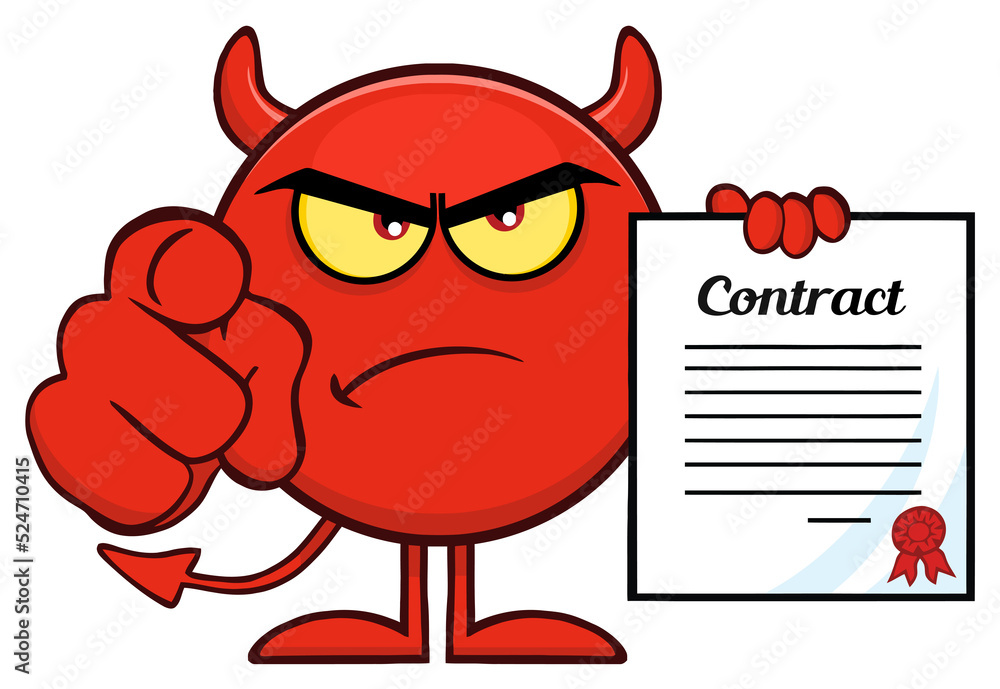 Angry Red Devil Cartoon Emoji Character Pointing With Finger And ...