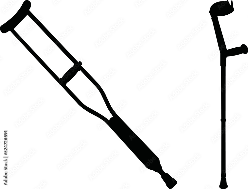 Crutches Eps Vector, Silhouette, Logo, Crutches Eps Vector Cut Files ...