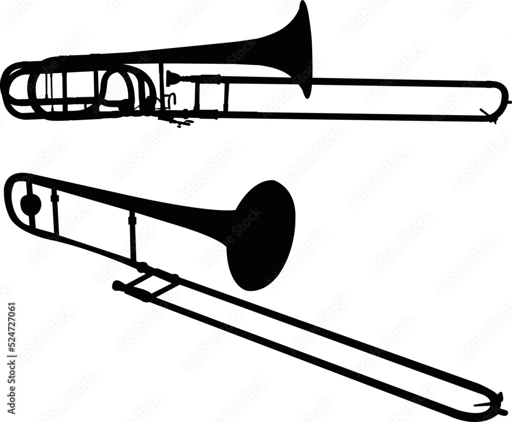 Trombone vector eps, Silhouette, Logo, Trombone vector eps Cut Files ...