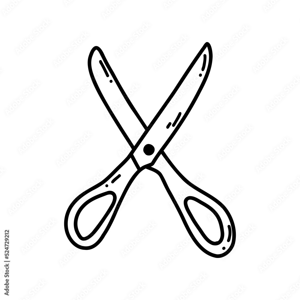 Hand drawn doodle scissors icon. Vector sketch illustration of black ...