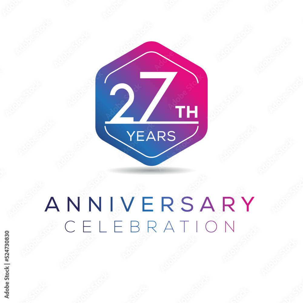 27 years anniversary celebration template, Vector illustration. Stock ...
