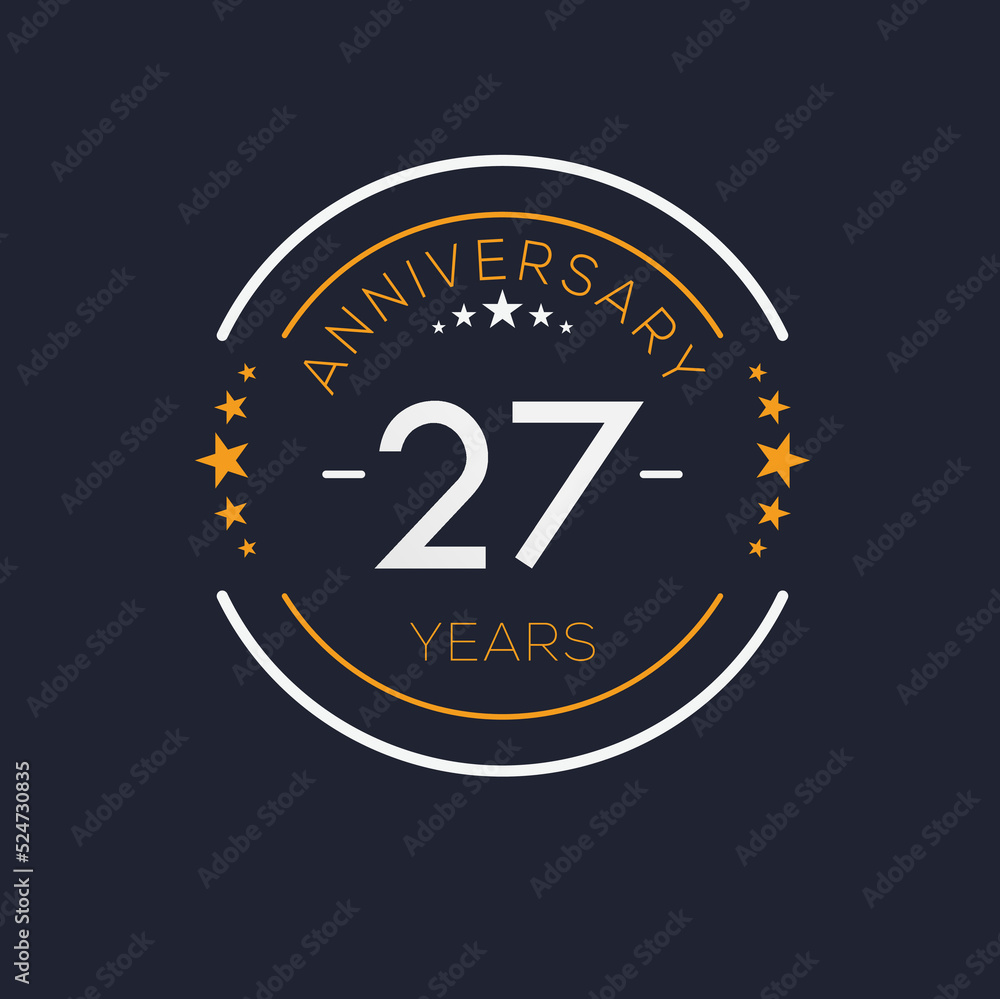 27 years anniversary celebration template, Vector illustration. Stock ...