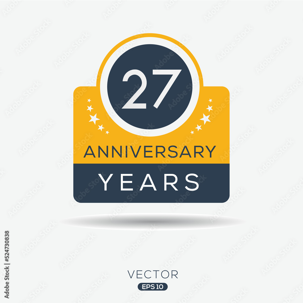 27 years anniversary celebration template, Vector illustration. Stock ...
