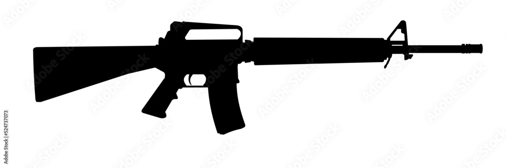 M16A2 rifle. American automatic rifle outline vector icon Stock Vector ...