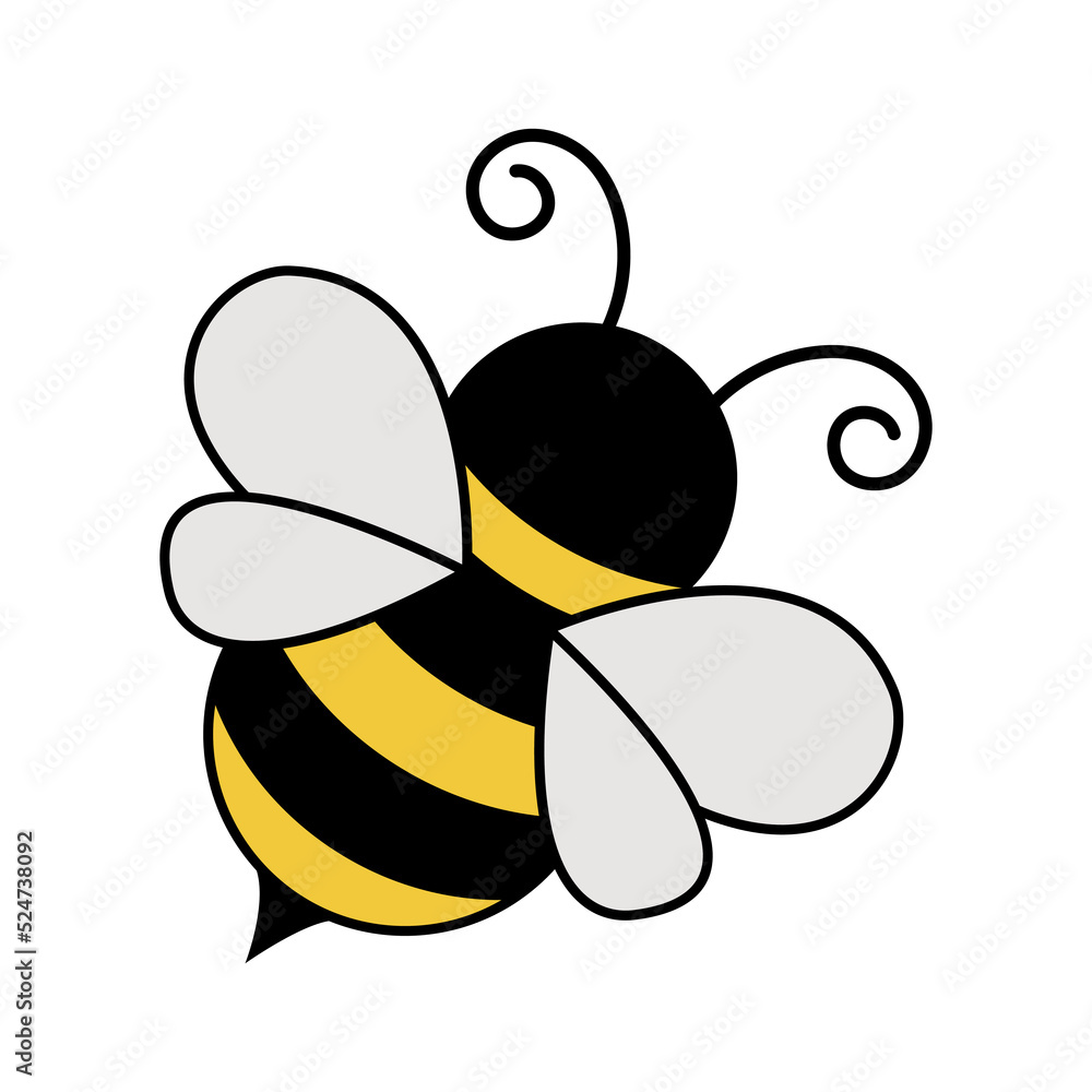 Cute cartoon Bee. B letter for Bee. Vector illustration of a flat ...