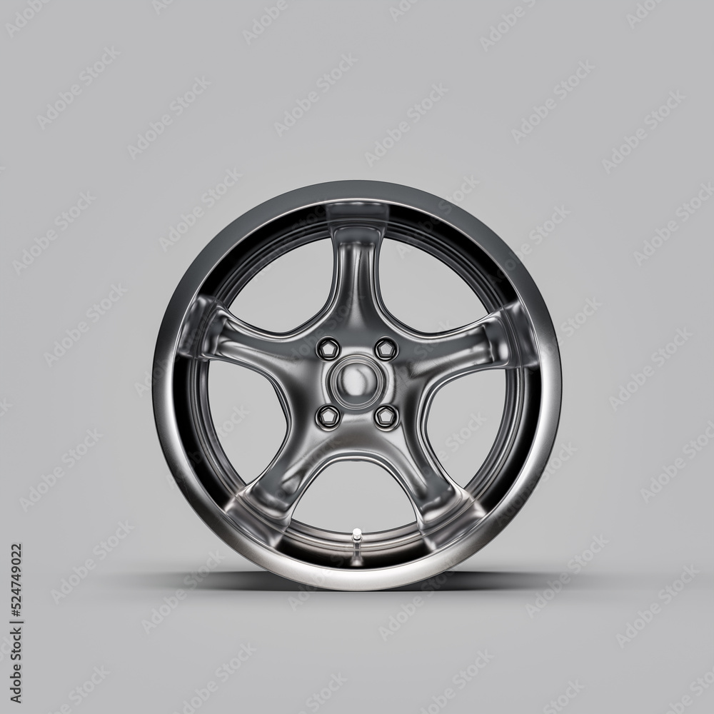 Shiny silver metallic alloy aluminum car rim isolated on white ...