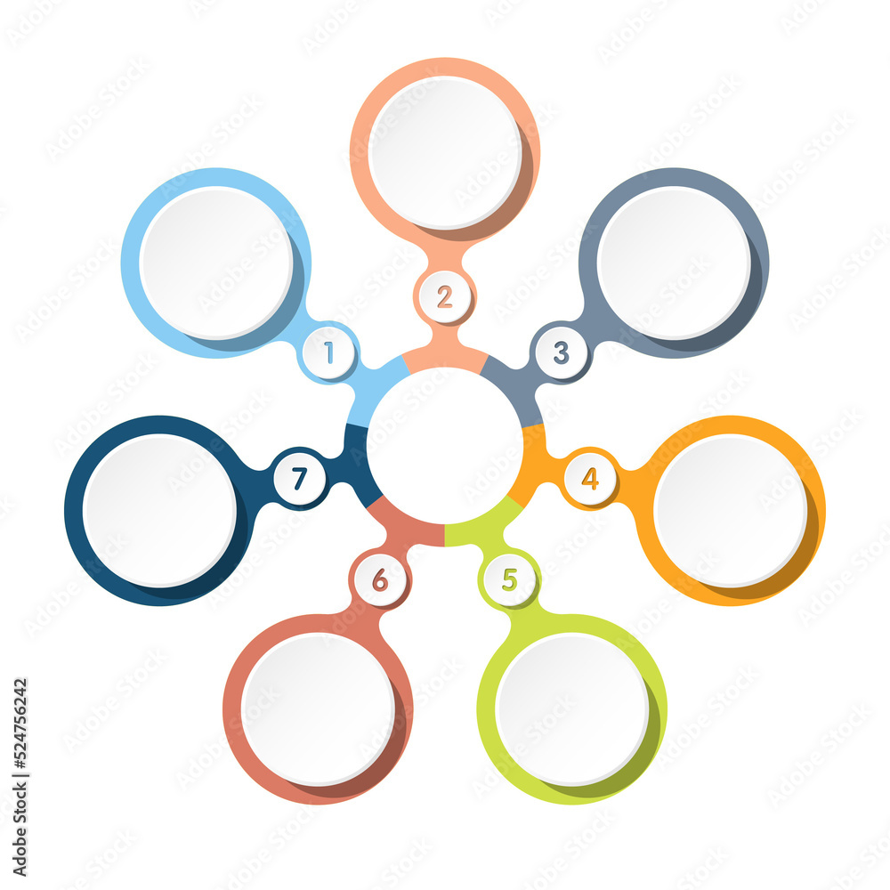 Basic circle infographic template with 7 steps, process or options ...