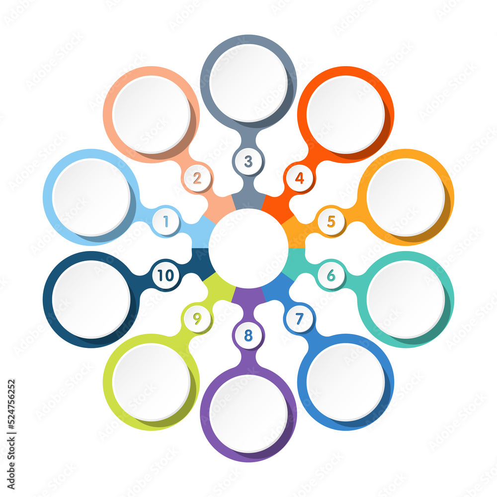 Basic circle infographic template with 10 steps, process or options ...