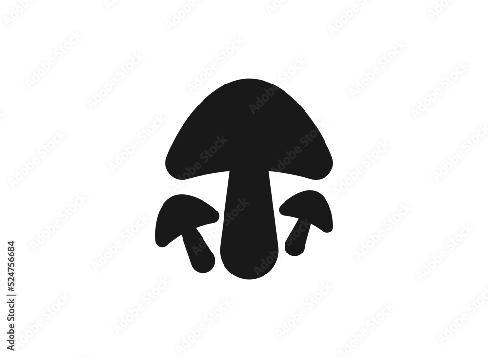 The icon of four mushrooms of different sizes is black on a white ...