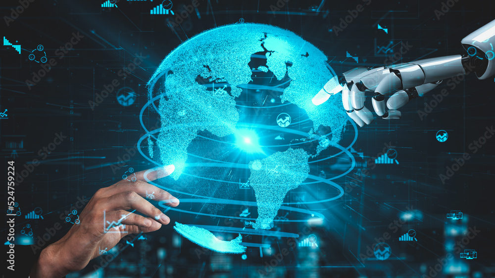 Futuristic robot artificial intelligence enlightening AI technology ...