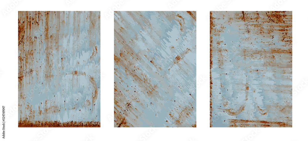 Set of rusted steel plate metal texture background, in A4 size for ...
