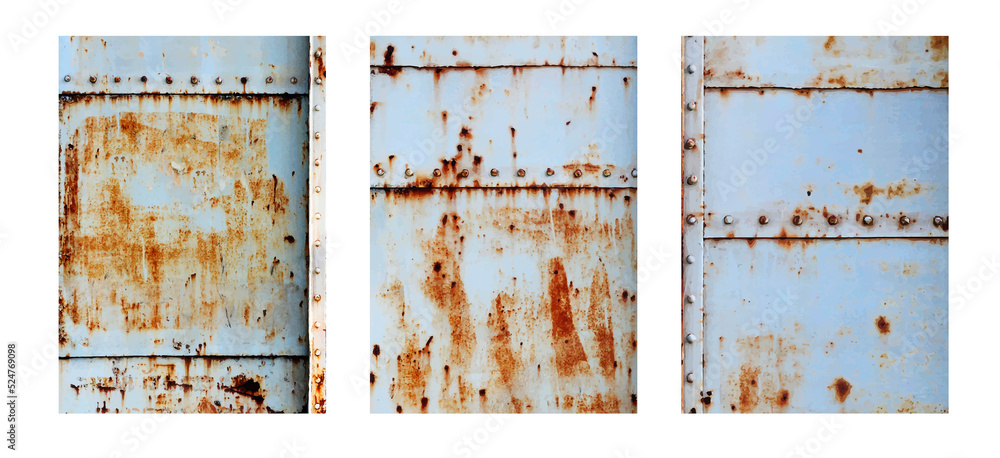 Set of rusted steel plate metal texture background, in A4 size for ...