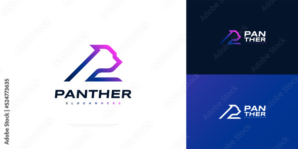 Modern and Simple Panther Logo in Colorful Gradient Concept. Panther ...