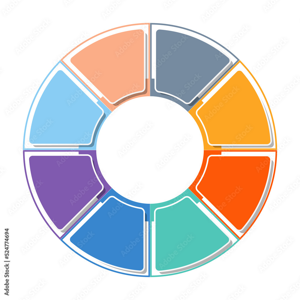 Basic circle infographic template with 8 steps, process or options ...