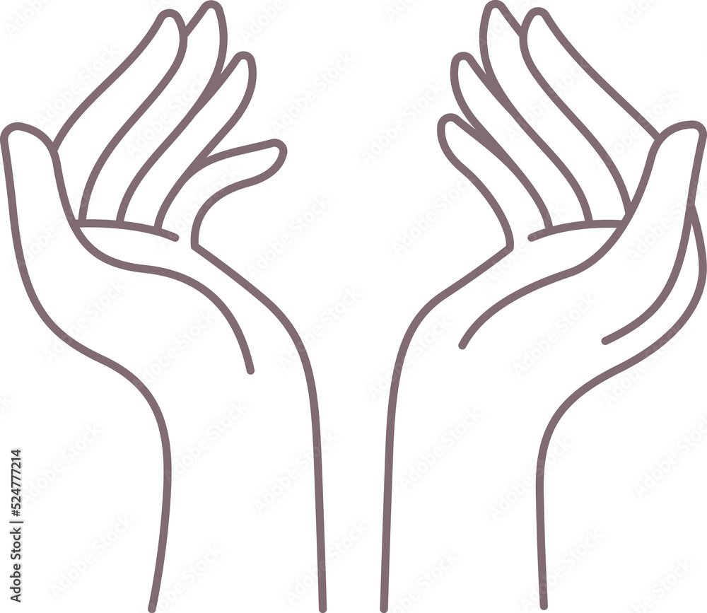 two hands care hand element line art illustration Stock イラスト | Adobe Stock