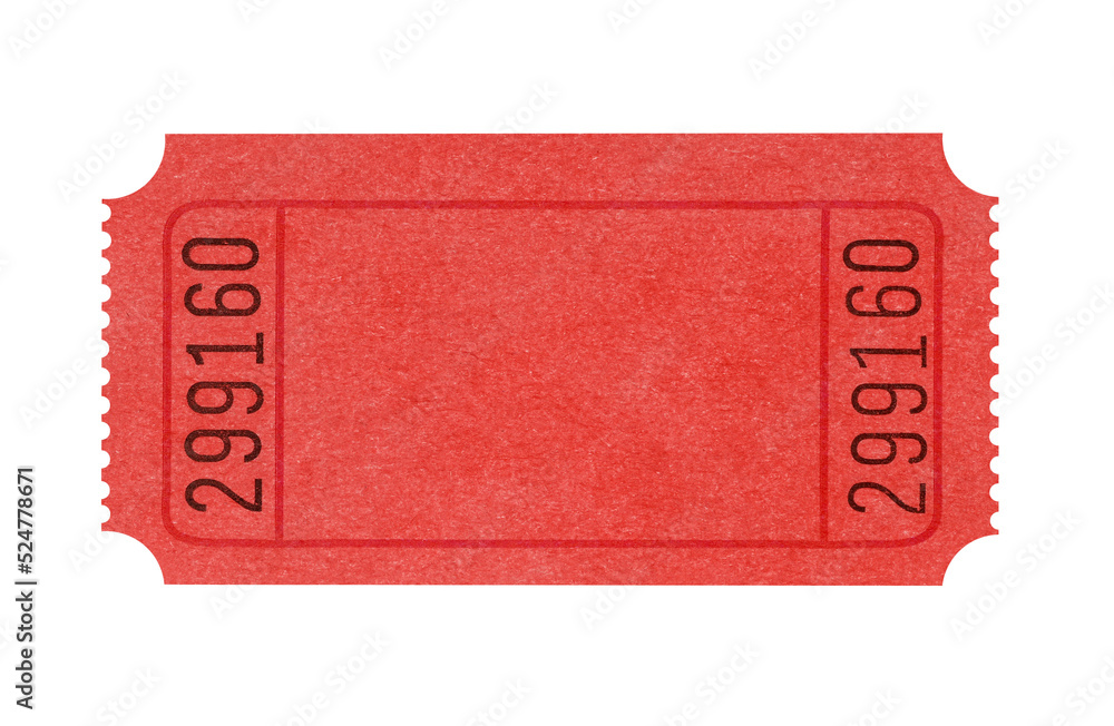 Plain red blank movie or raffle ticket isolated transparent background photo PNG file Stock 사진 ...