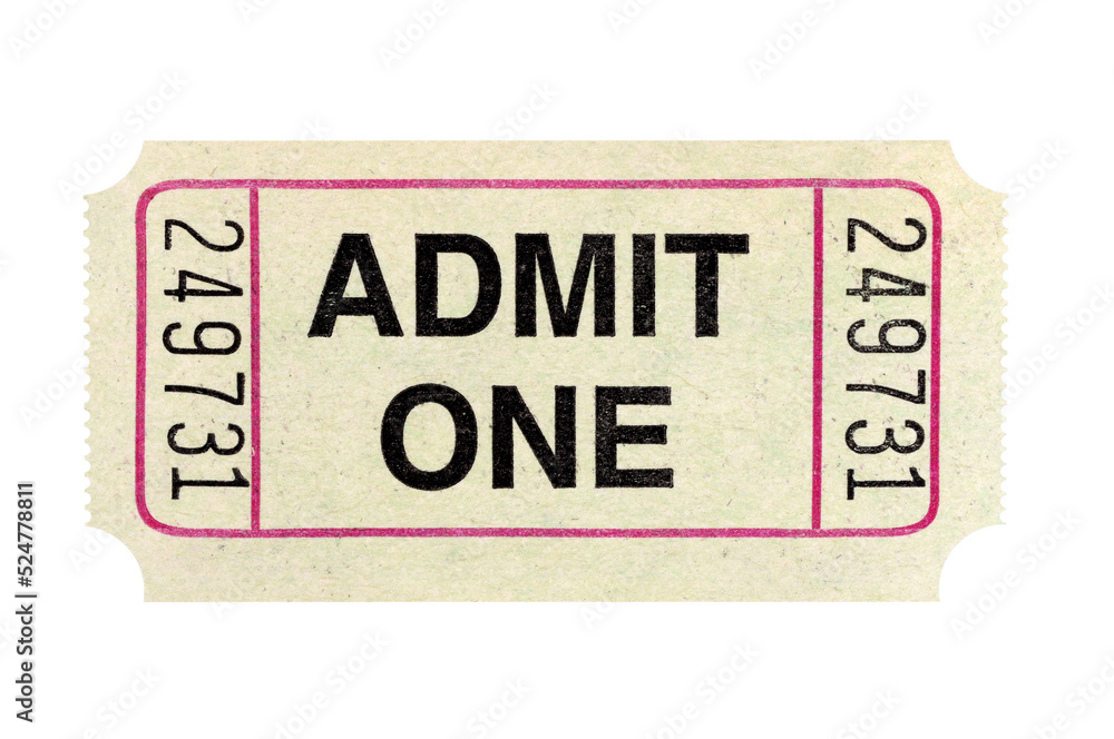 Photo & Art Print Admit one movie ticket isolated one single flat ...