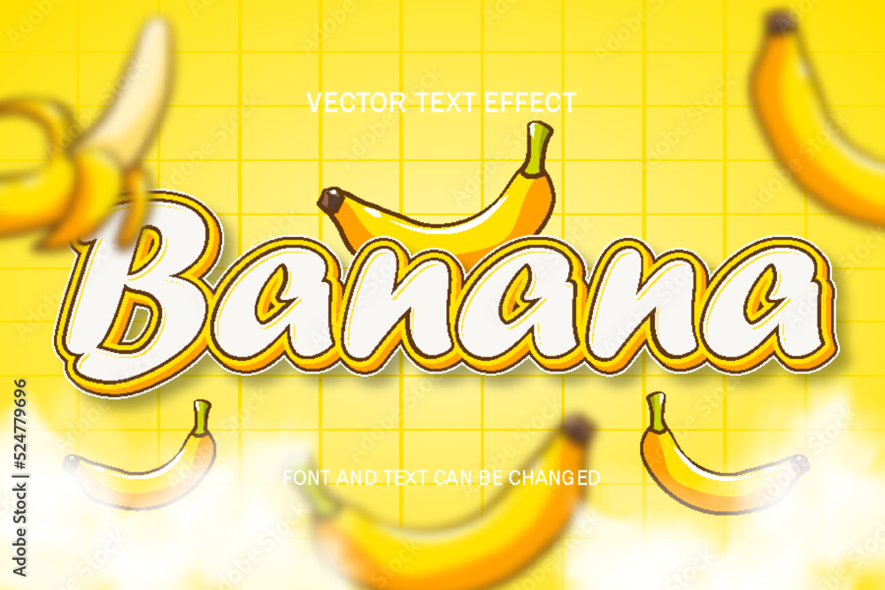 banana food logo typography lettering 3d editable text effect font ...