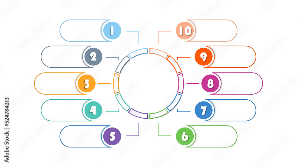 Basic Circle Infographic Template With 10 Steps Process Or Options Process Chart Used For