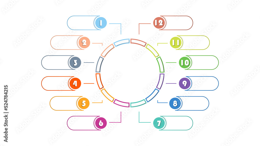 Basic circle infographic template with 12 steps, process or options ...