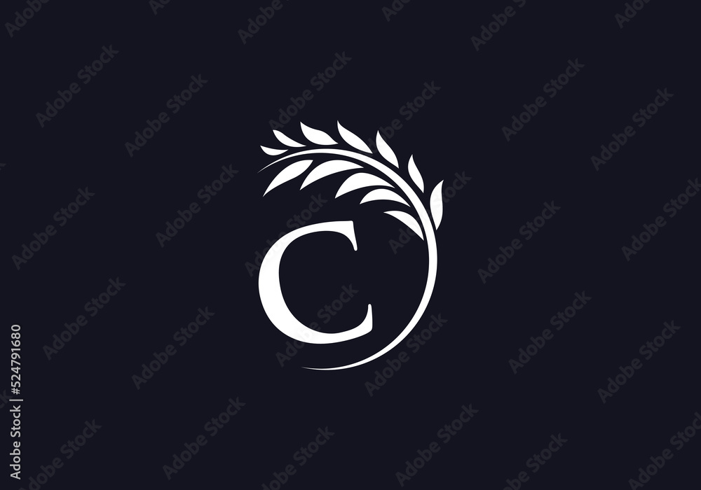 Green leaf and laurel wreath logo design vector with the letter and ...