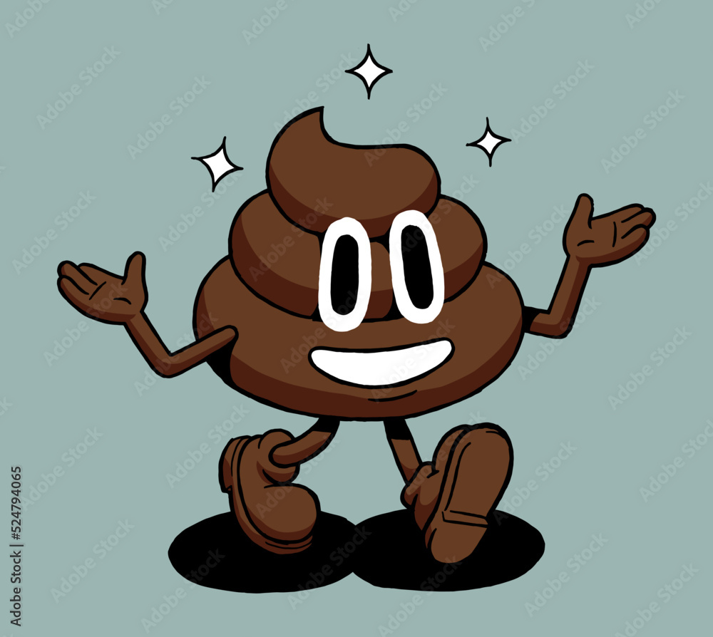 Poo character. Shit dude walking shrugging and smiling isolated. Stock ...