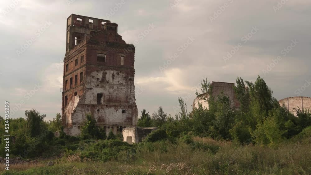 destroyed abandoned factory building. consequences of bombing and ...