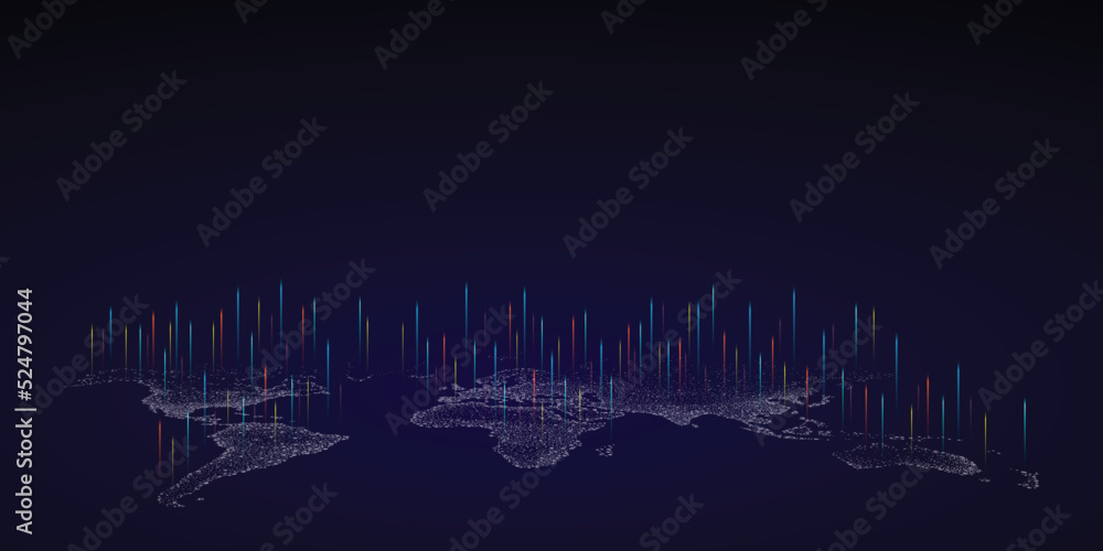 World map background illustration with futuristic communication ...