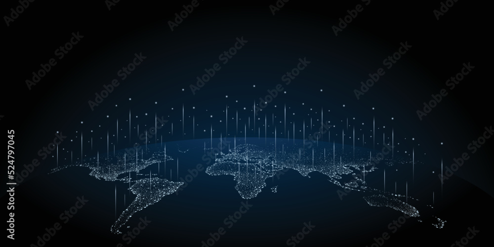 World map background illustration with futuristic communication ...