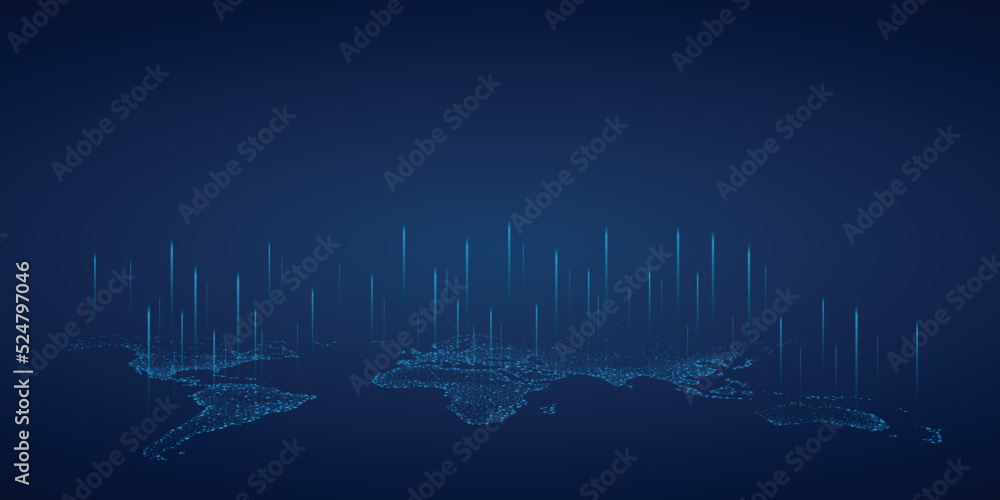 World map background illustration with futuristic communication ...