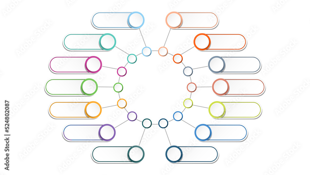 Basic circle infographic template with 14 steps, process or options ...