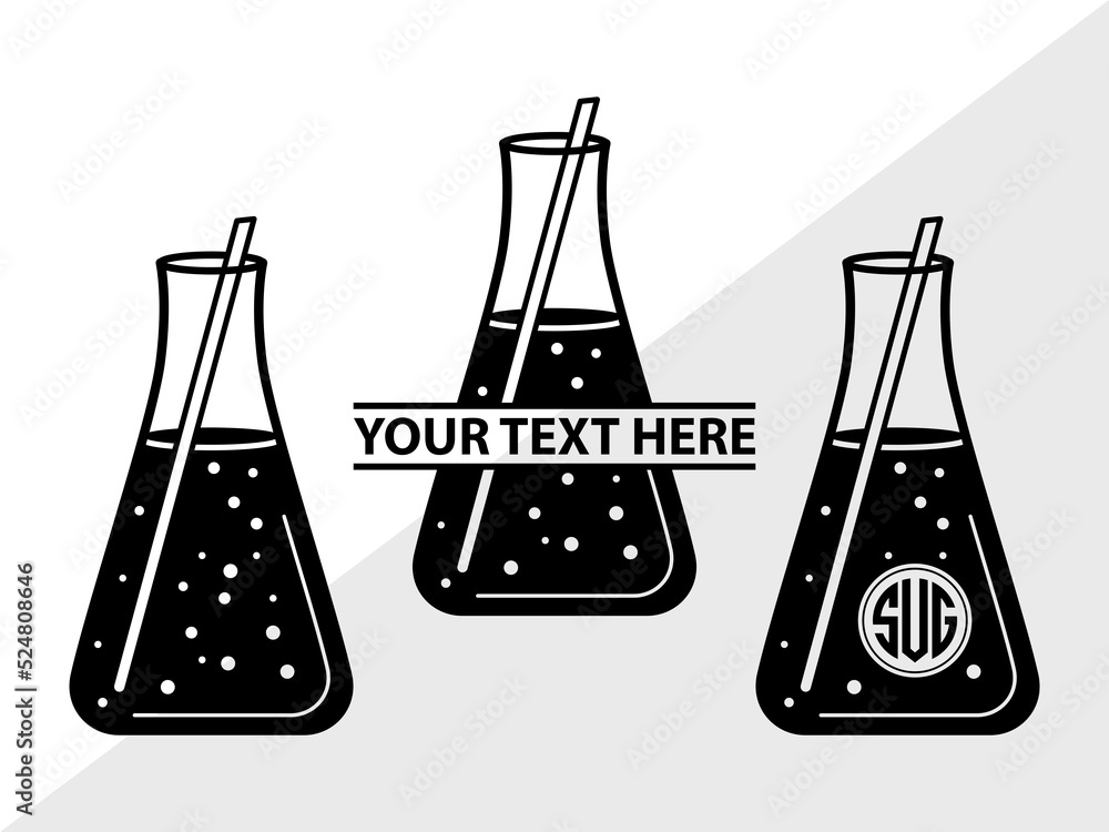 Test Tube Clipart SVG Monogram, Chemistry Tools Svg, Flask Svg, Tube ...