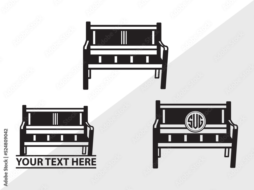Park Bench Monogram SVG, Bench Svg, Wooden Bench Svg, Garden Bench Svg ...