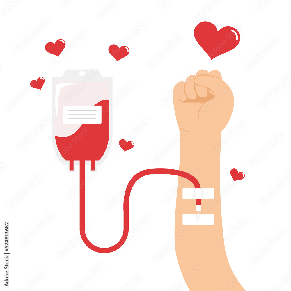 Blood donation, Giving blood for save the life, blood bag and heart ...