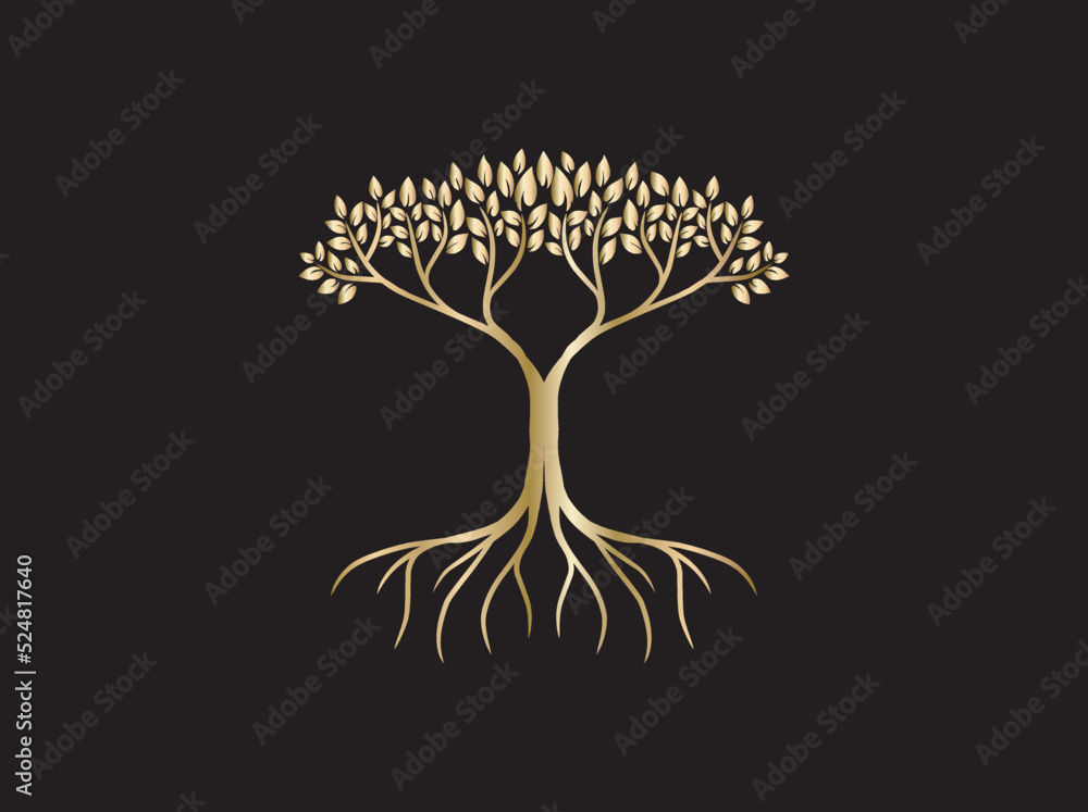 golden acacia tree logo vector on black background. good for logo and ...