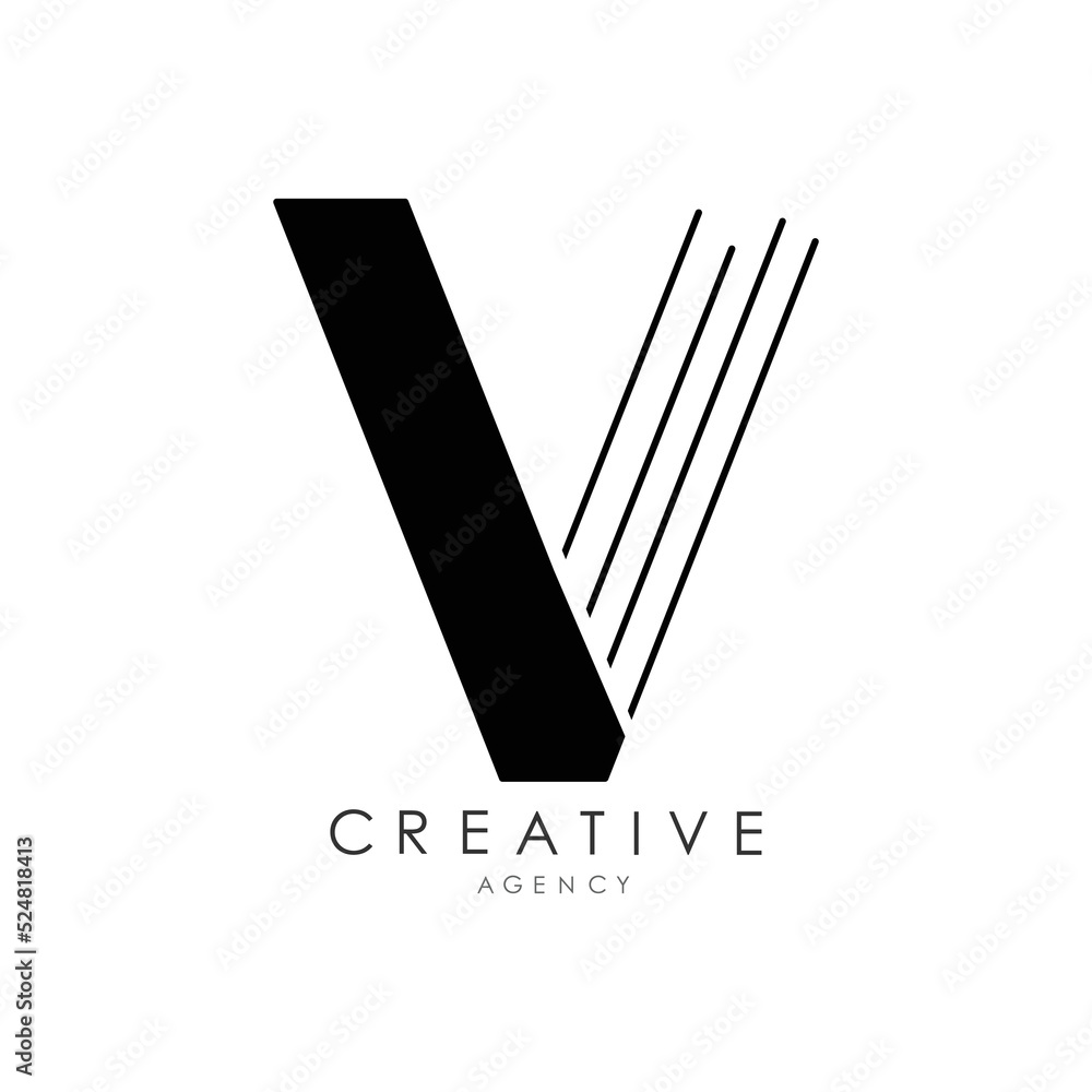 V Letter Logo With Black Line Design. Line letter symbol vector ...