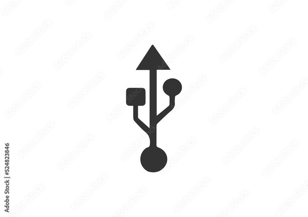 USB vector icon with a white background, for logos, templates and web ...