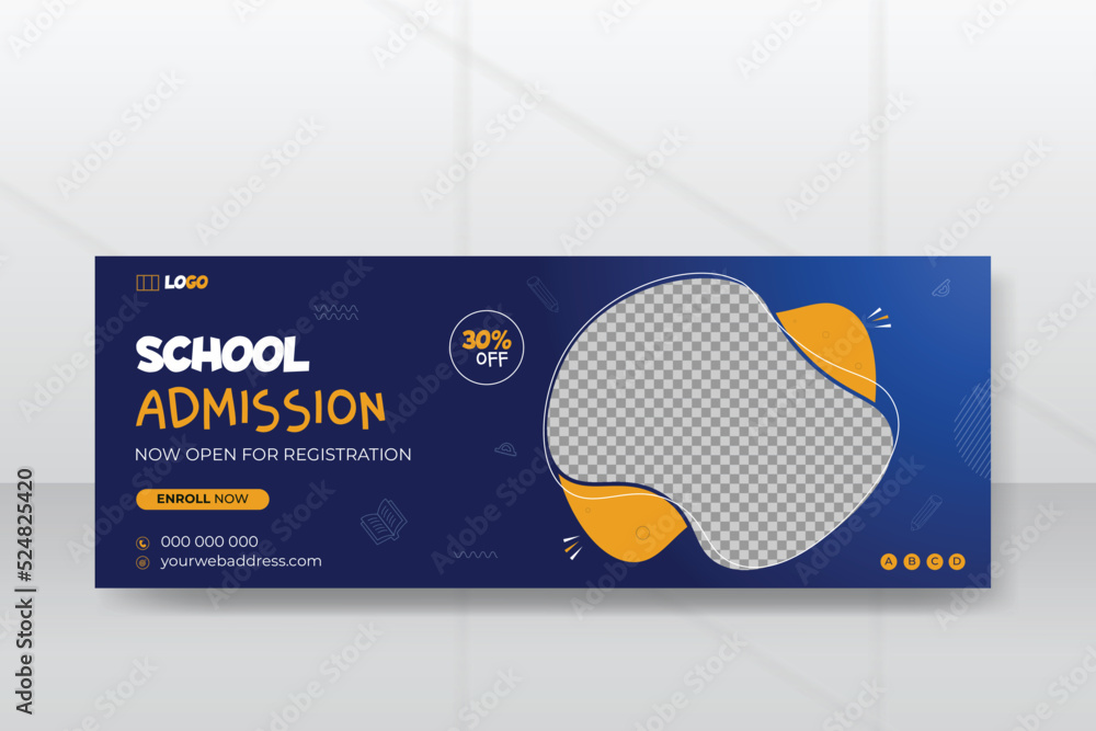 Back-to-school social media post design with a dark blue background ...