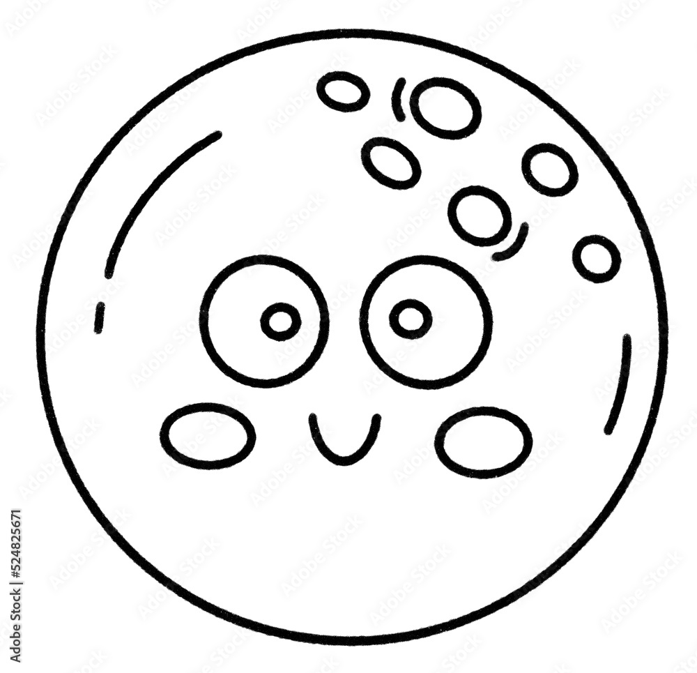 Cartoon Full moon kawaii outline icon Stock Illustration | Adobe Stock