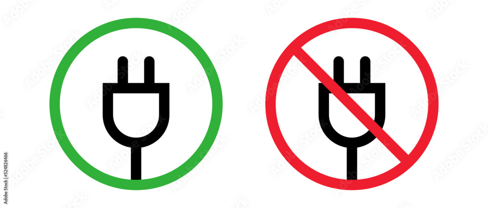 Charging plug allowed and charging plug prohibited. Plug allowed and ...
