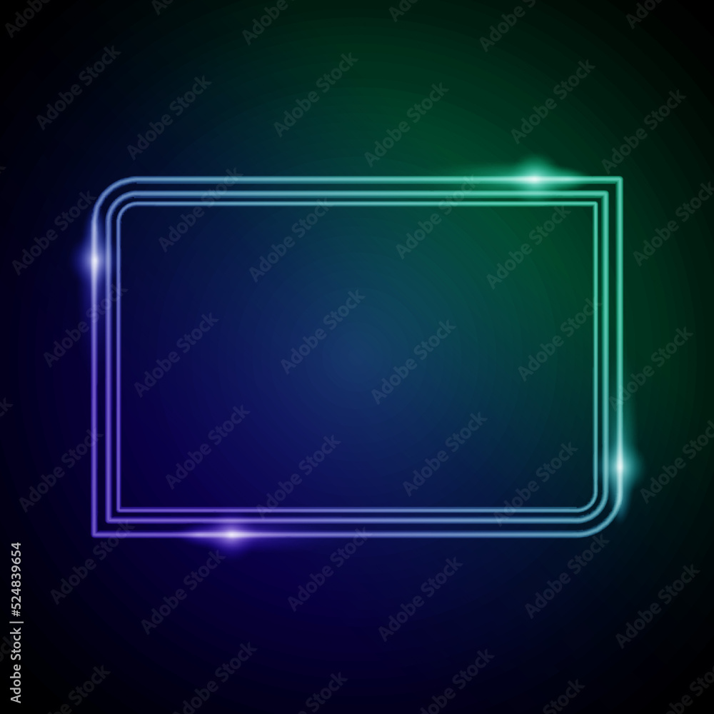 Neon Frame with Glow, and Sparkles. Electronic Luminous Rectangle Frame ...