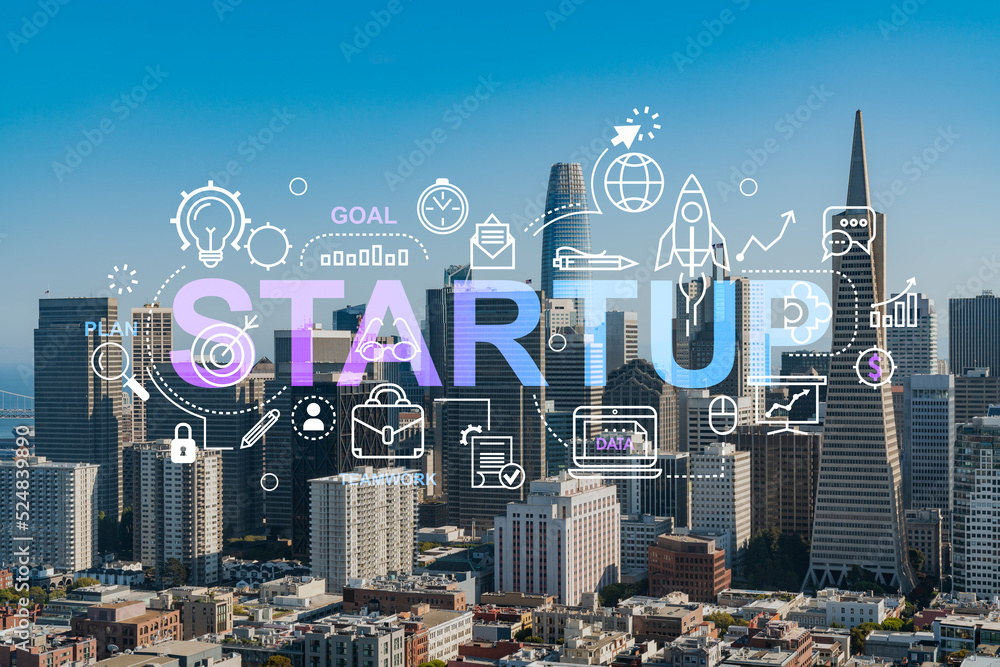 San Francisco skyline from Coit Tower to Financial District and ...