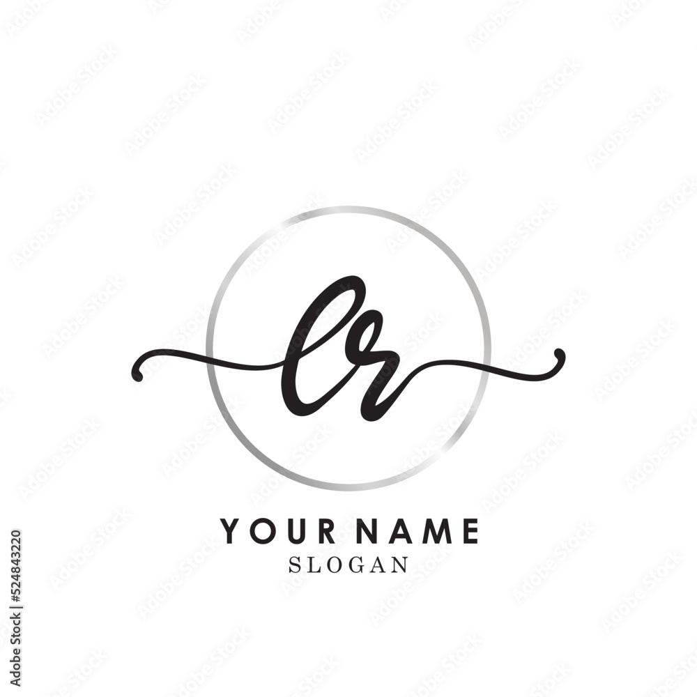 LR Handwriting Initial Logo Letter Design Vector Logo With Circle ...