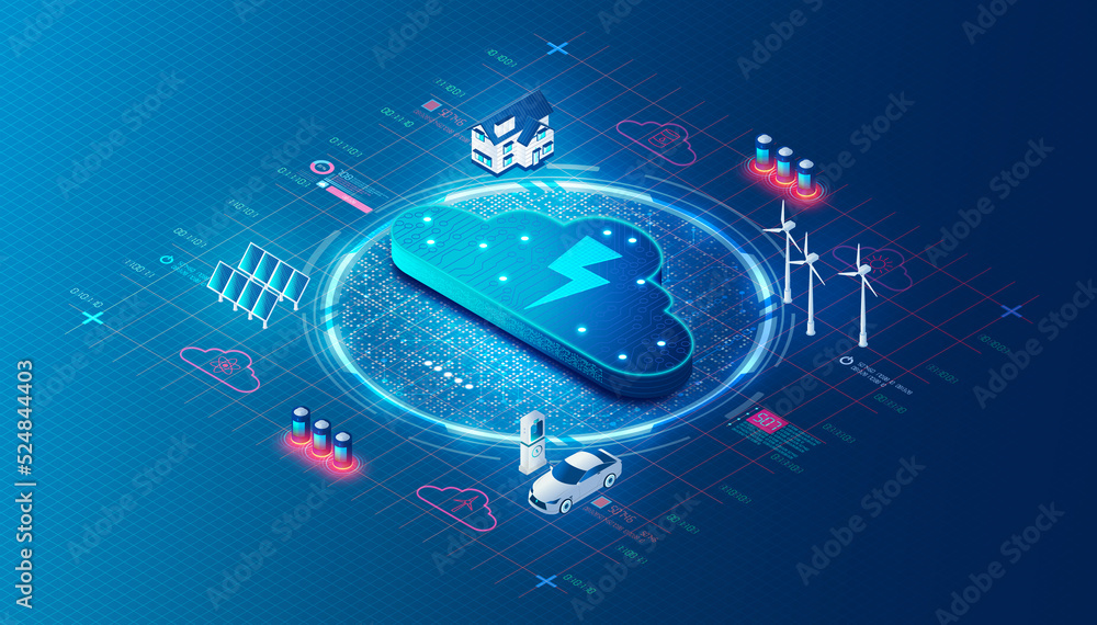Virtual Power Plant Concept - VPP - 3D Illustration Stock Illustration ... Virtual Power Plant Concept - VPP - 3D Illustration Stock Illustration ...